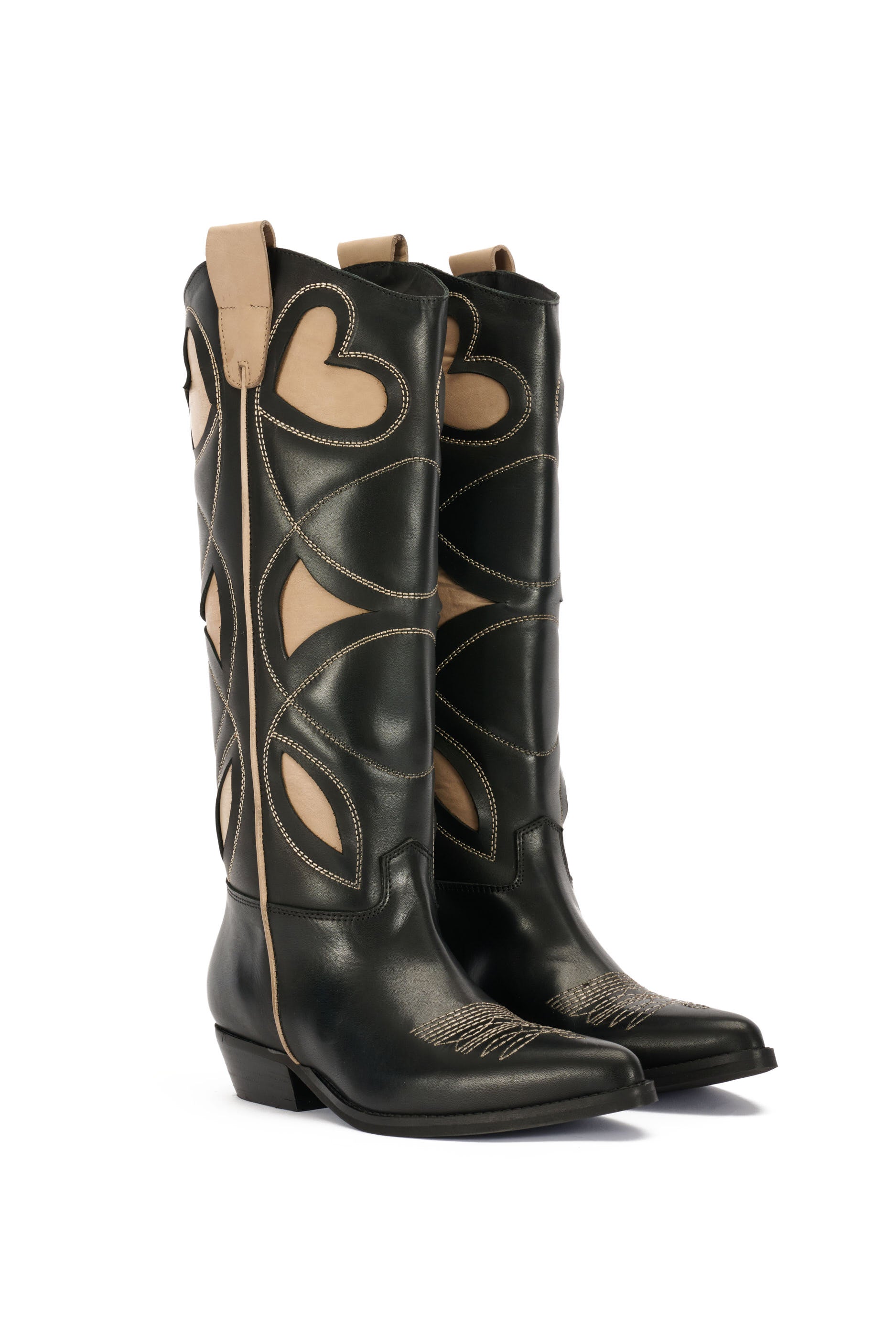 TEXAN BOOTS EMBROIDERED IN BLACK LEATHER – Mancini Calzature